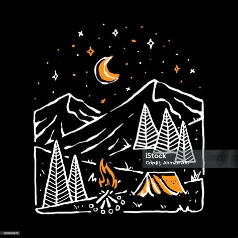 캠핑 자연 야생 배지 패치 핀 그래픽 일러스트 벡터 아트 T 셔츠 디자인 T 셔츠에 대한 스톡 벡터 아트 및 기타 이미지 T 셔츠 관광 나무 Istock