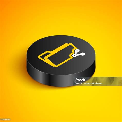 노란색 배경에서 격리된 등색 선 공유 폴더 아이콘입니다 폴더 공유 폴더 전송 기호입니다 검은 색 원 버튼 벡터 0명에 대한 스톡 벡터 아트 및 기타 이미지 Istock