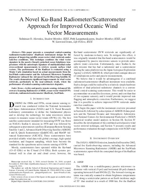 Pdf A Novel Ku Band Radiometerscatterometer Approach For Improved