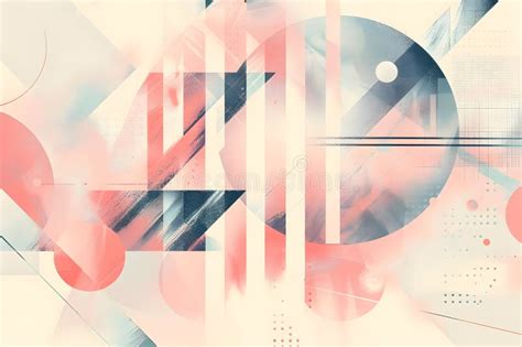 Abstract Geometric Shapes Intersect And Overlay In A Dreamlike Pastel Color Palette Creating A