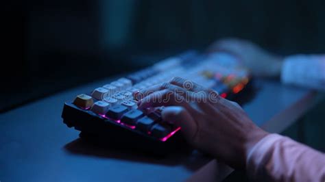 Cropped Shot Of Unrecognizable Female Hacker Typing On Wireless Rgb