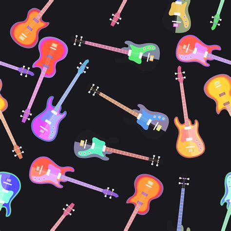 Ebern Designs Eliannie Electro Guitar Flat Design Seamles Pattern Vector On Canvas By Idimair