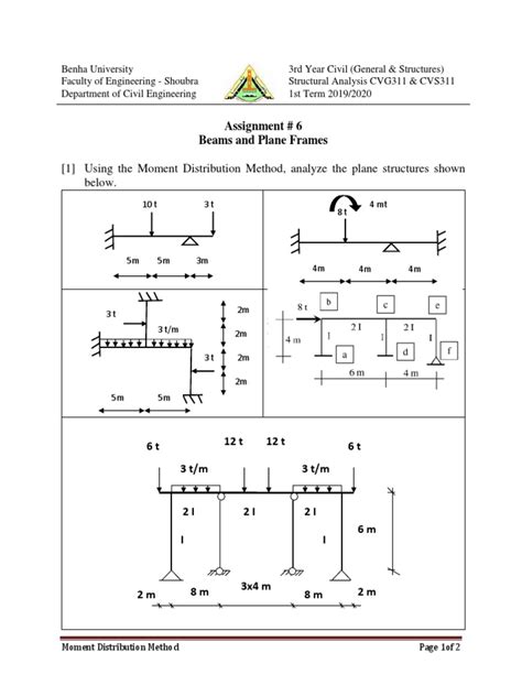 Assignment 6 Pdf Structural Analysis Civil Engineering