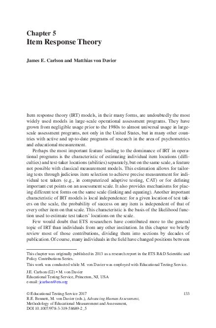Pdf Item Response Theory