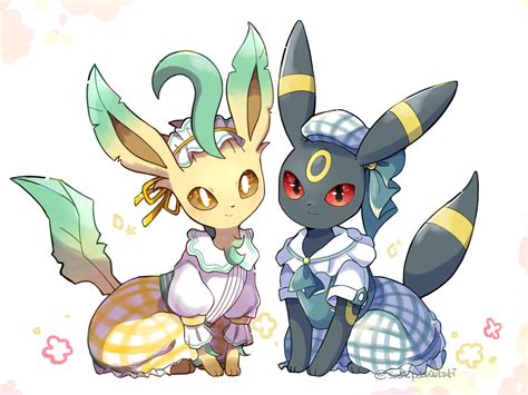 リーフィア「リーフィアandブラッキー ポケモンユナイト」sakiのイラスト