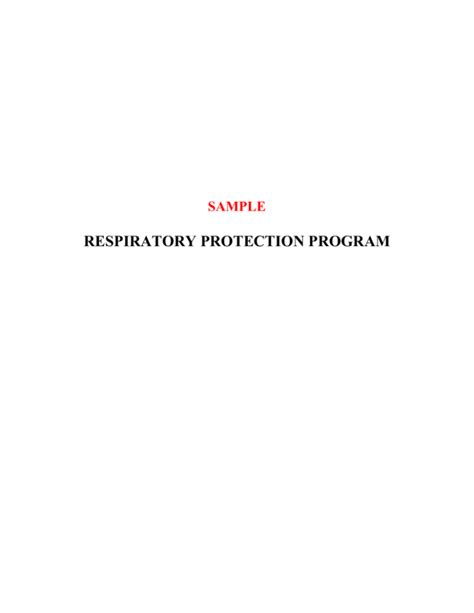 Respiratory Protection Program