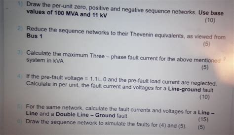 Solved Draw The Per Unit Zero Positive And Negative Chegg