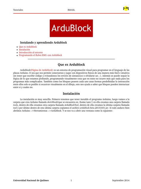 Tutorial Ardublock Pdf Arduino Robot