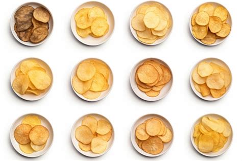 Premium Photo Savory Symphony Assorted Flavored Potato Chips In Bowls