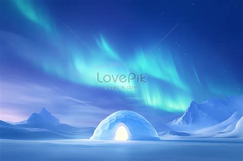 북극의 밤하늘 일러스트 무료 다운로드 Lovepik