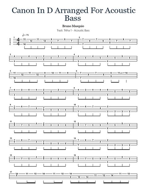 Canon In D Arranged For Acoustic Bass Bass Tab By Bruno Masquio