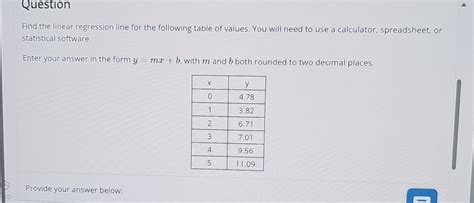 Solved QuestionFind The Linear Regression Line For The Chegg Com