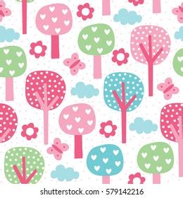 Seamless Tree Pattern Vector Illustration Stock Vector Royalty Free Shutterstock
