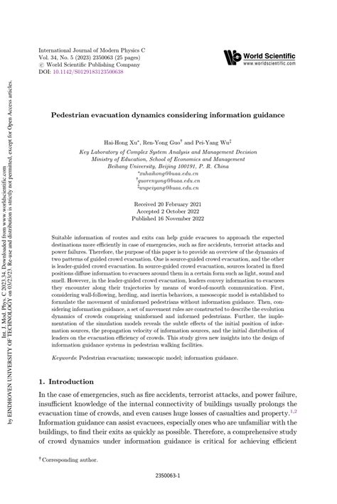 Pdf Pedestrian Evacuation Dynamics Considering Information Guidance