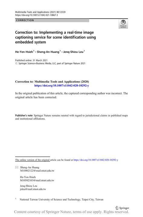 Correction To Implementing A Real Time Image Captioning Service For Scene Identification Using