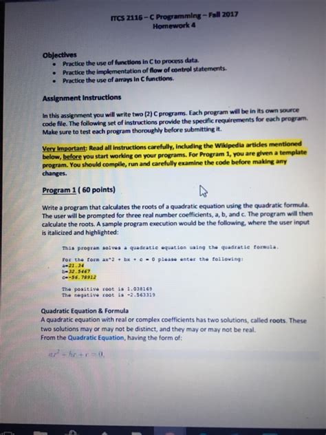 solved itcs 2116 c programming fall 2017 homework 4