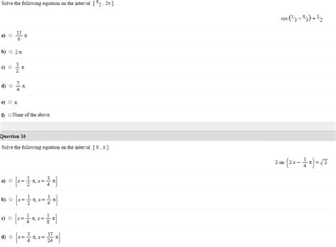 Solved Solve The Following Equation On The Interval Pi2 2