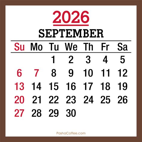 September 2026 Calendar With Holidays