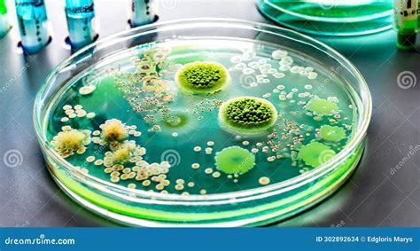 Illustration Of A Petri Dish With Growing Cultures Of Microorganisms