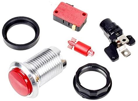 Arcity 5 Pieces 30mm Arcade LED Push Buttons Chrome Illuminated Chrome Plating With Micro Switch