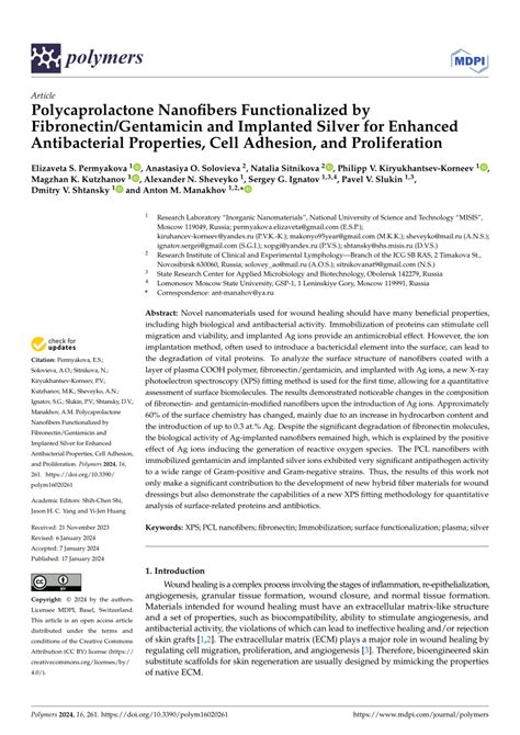 Pdf Polycaprolactone Nanofibers Functionalized By Fibronectin Gentamicin And Implanted Silver
