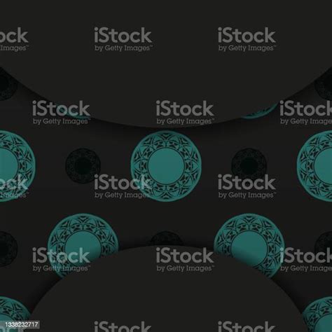 파란색 장식이있는 검은 색의 인쇄 디자인 엽서를위한 고급스러운 벡터 템플릿 텍스트 및 추상 적 패턴에 대한 장소와 초대 준비 0