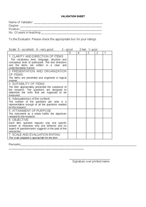 Validation Sheet Validation Sheet Name Of Validator