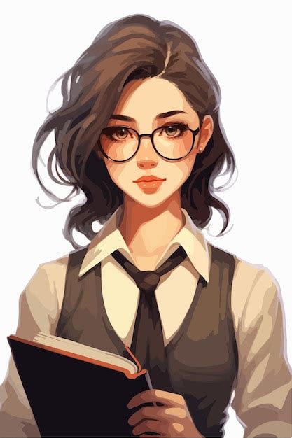 Premium Vector A Girl With Glasses And A Book