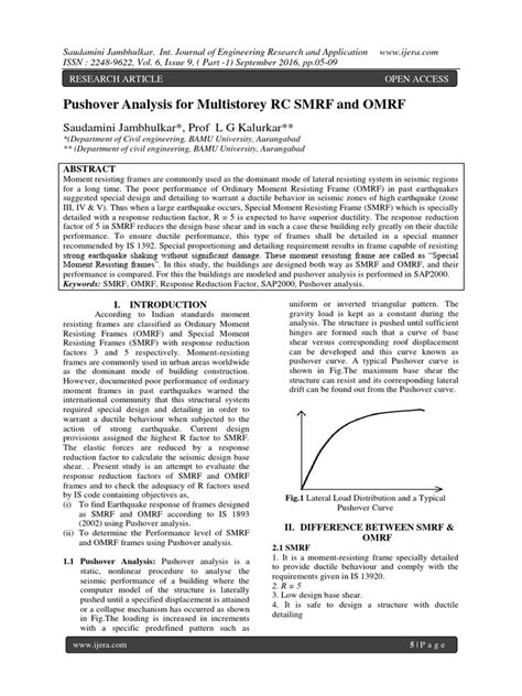Pushover Analysis For Multistorey Rc Smr Pdf Materials Continuum