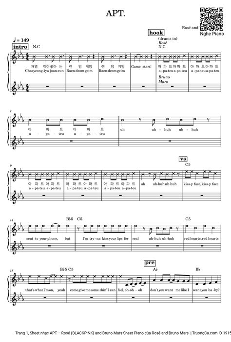 [sheet] Apt Rosé Blackpink Pdf Lyrics And Chords