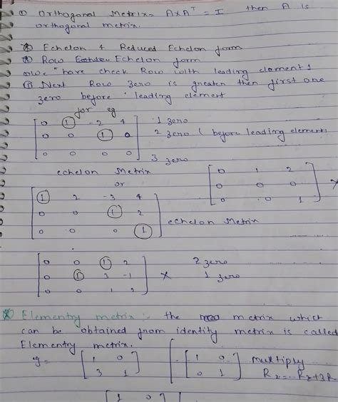 Matrix Lectures Notes Oxthogoral Can Hare Be 4 Rou Cnthdeu Echelon