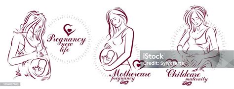 임신 한 여성 벡터 손으로 그린 일러스트 는 흰색 배경 산전 임신 아기 샤워 테마 아름다운 여성 모성 새로운 삶에 고립 되어