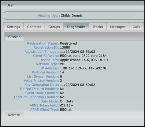 The User Diagnostics Tab Eschat