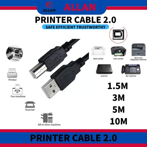 Allan Printer Data Line Cable 15m 3m 5m 10m Connected To Computer Usb