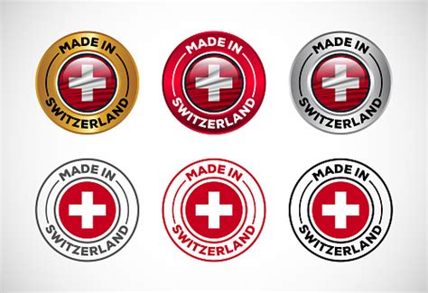 Made In Switzerland 라벨 아이콘 와 깃발 비즈니스 배지 인장 스티커 로고 및 기호에 대한 아이콘 세트 고급에 대한 스톡 벡터 아트 및 기타 이미지 Istock