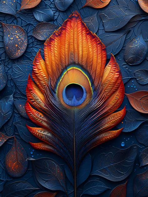 Beautiful Peacock Feather With Intricate Patterns Stock Illustration