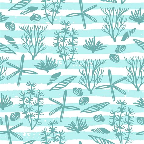 Trendy Sea Seamless Pattern With Hand Texture 300931 Vector Art At Vecteezy