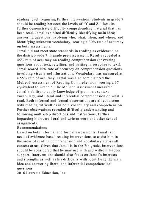 Informalformal Assessment Datastudent Jamal Arguli Sex M Docx Informalformal Assessment Datastudent Jamal Arguli Sex M Docx