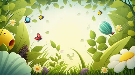 Spring Flowers And Leaves Grass Illustration Powerpoint Background For Free Download Slidesdocs