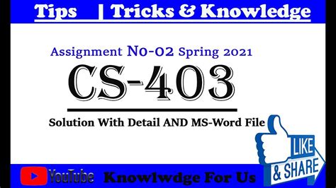 CS403 Assignment 2 Solution Spring 2021 Cs403 Assignment 2 Solution