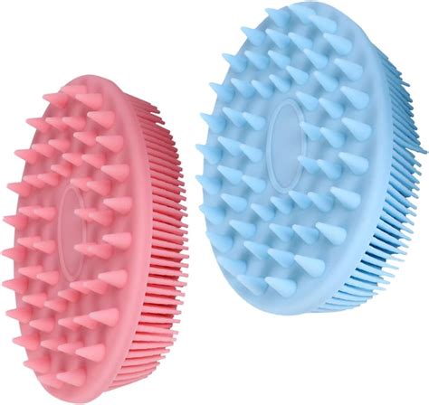 1 Set 2pcs Silicone Shampoo Brush Body Scruber Scalp Care Shampoo