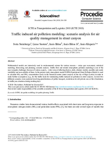 Pdf Traffic Induced Air Pollution Modeling Scenario Analysis For Air Quality Management In