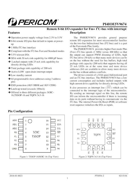 Pdf Remote 8 Bit Io Expander For Fm I2c Bus With Interrupt · Remote 8 Bit Io Expander