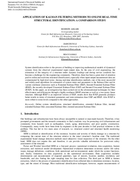 pdf application of kalman filtering methods to online real time