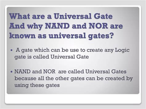 Nand And Nor As A Universal Gates Pptx