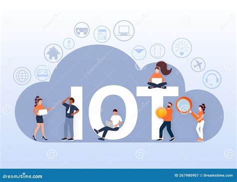 Iot Internet Of Things Devices And Connectivity Concepts On A Network Flat Style With People