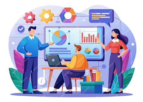 Team Collaboration And Data Analysis In A Business Meeting Vector Illustration Premium Ai