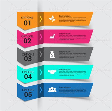 وکتور اینفوگرافیک رنگی ۵ قسمتی گرافیک با طعم تربچه