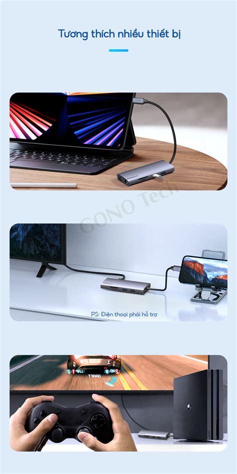 Hub Type C Lenovo Thinkplus Chuy N Usb C To Hdmi K Pd W Rj Sd Tf Vga Cho Laptop Macbook