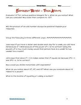 Unit Exponential Functions Emerging Exponent Review Google Doc Easy Edit